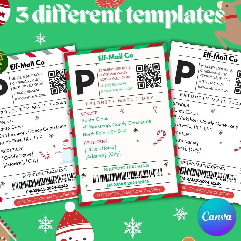 Editable Elf Shipping Label Template: Personalized Christmas Arrival ...