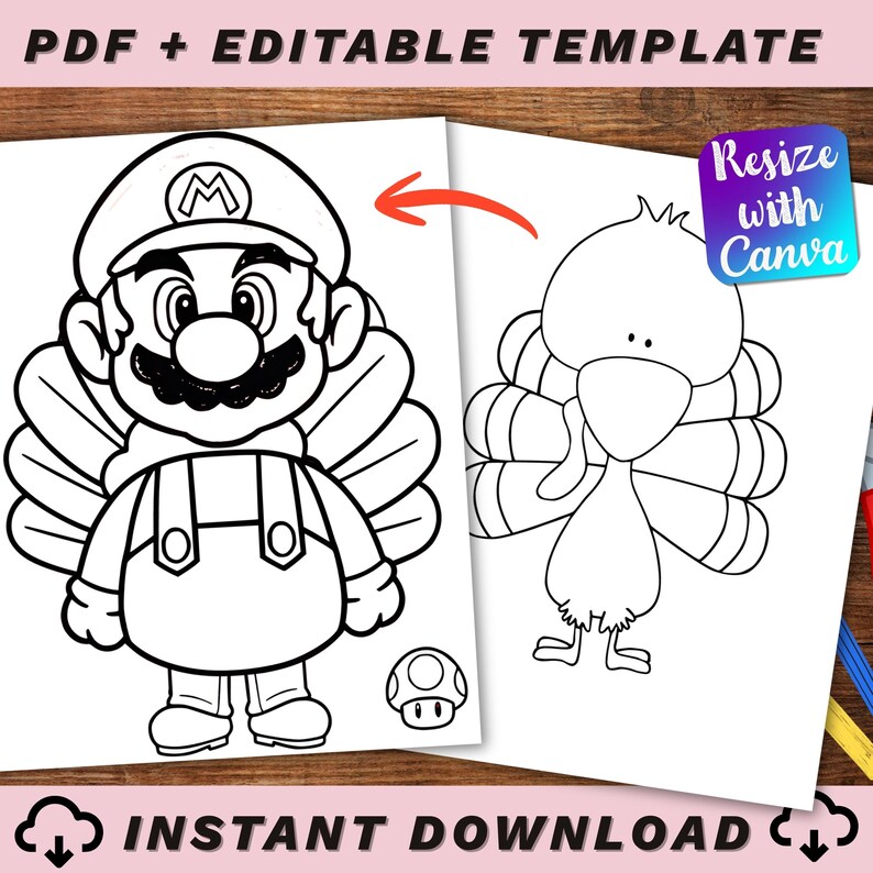 Blank Mario Turkey Disguise Printable | Turkey in Disguise Coloring ...