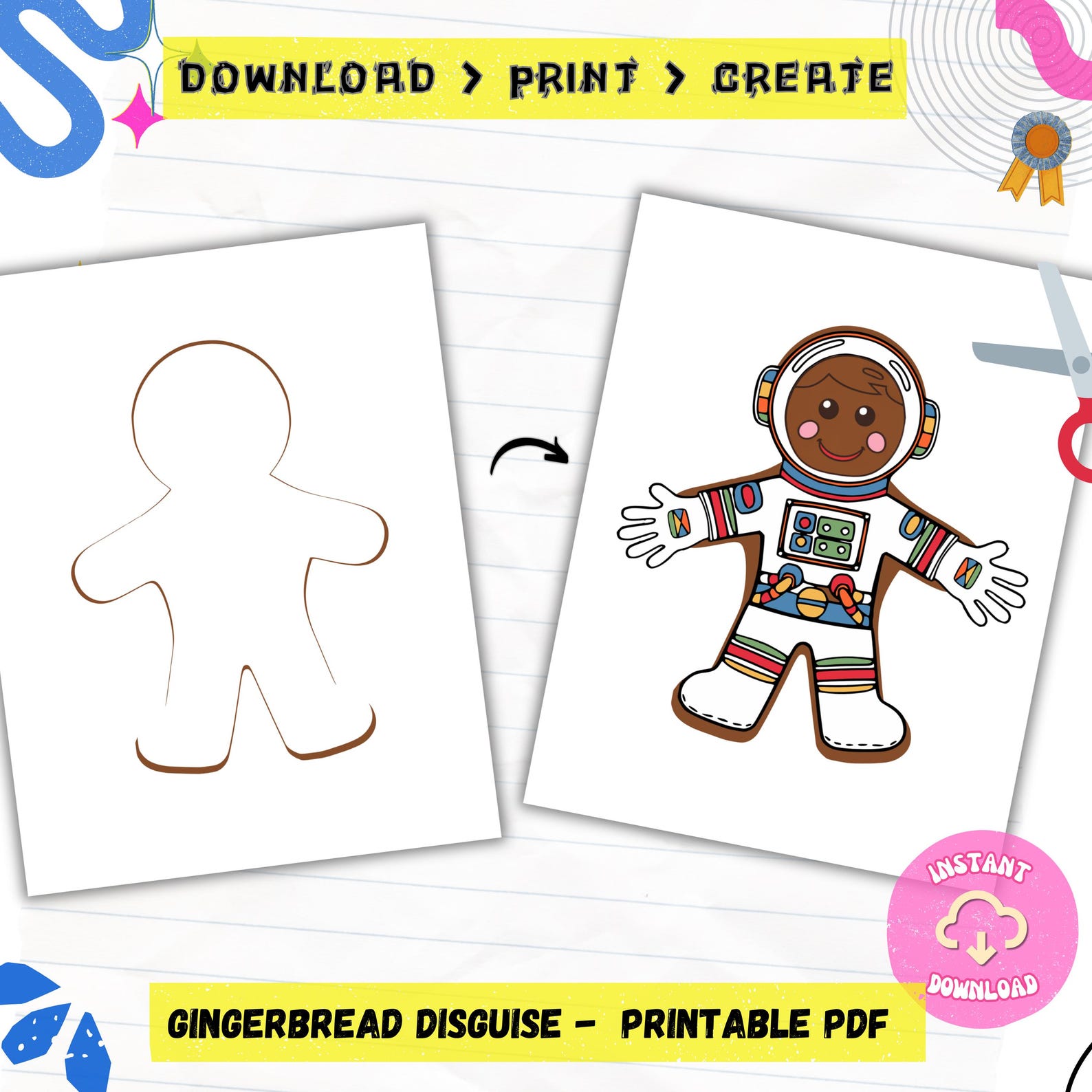 Astronaut Gingerbread Man Costume: Printable Holiday Craft (PDF ...