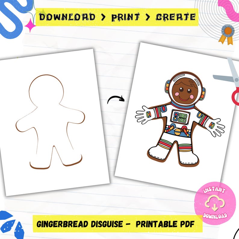 Astronaut Gingerbread Man Costume: Printable Holiday Craft (PDF ...