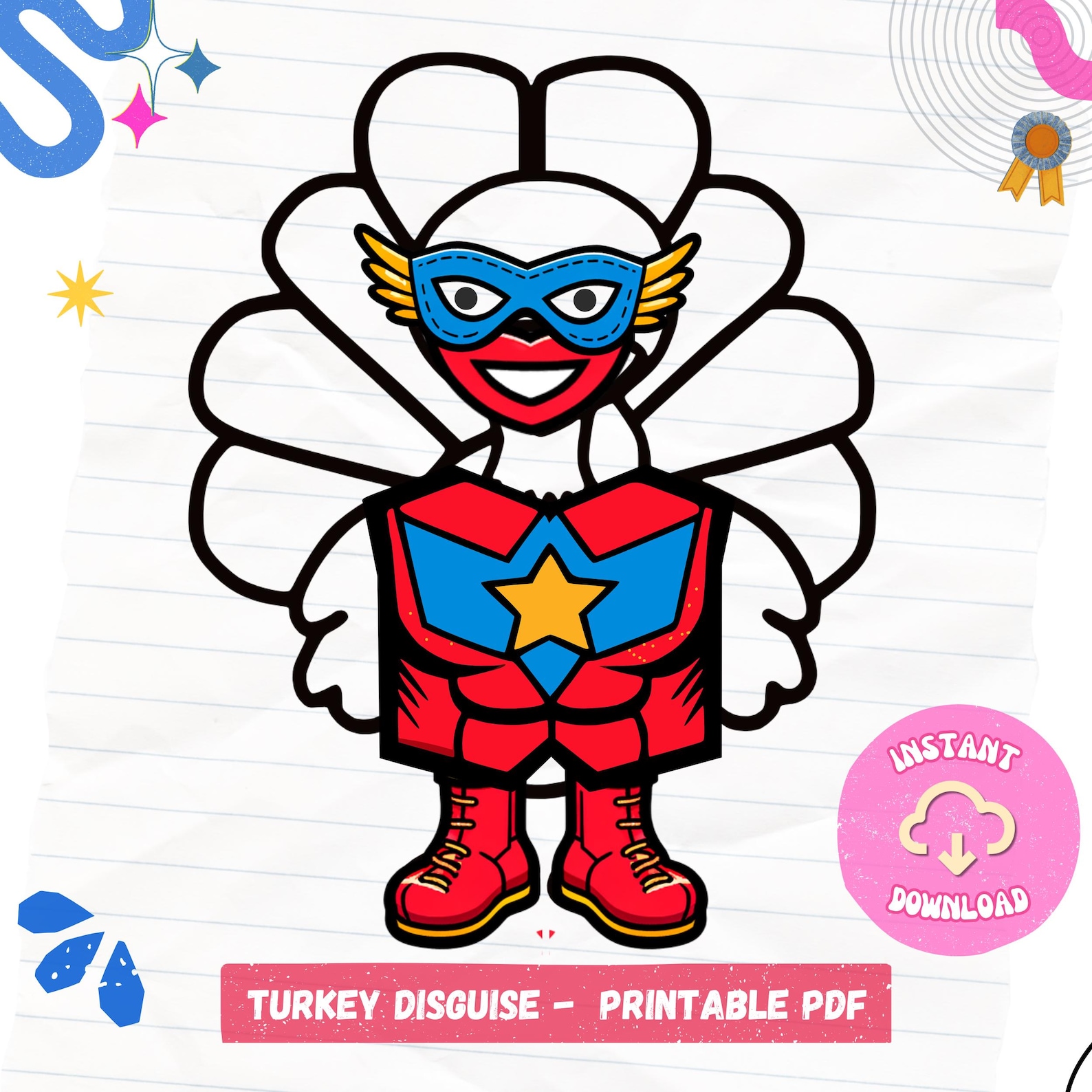 Turkey Hero Disguise Kit - Superhero Turkey Craft for Kids, Transform ...