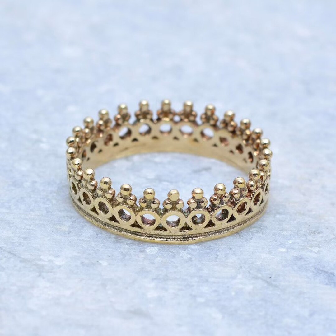 14k Solid Gold Crown Ring, Princess Ring, Gold Crown Ring, Gold Princess Ring,tiara Ring,queen ...