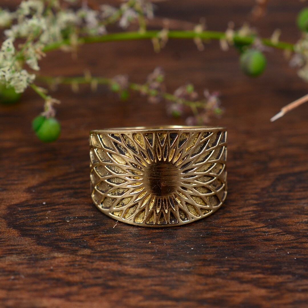 14k Solid Gold Sunshine Ring, Full Sun Gold Ring, Dainty Sun Stacking ...