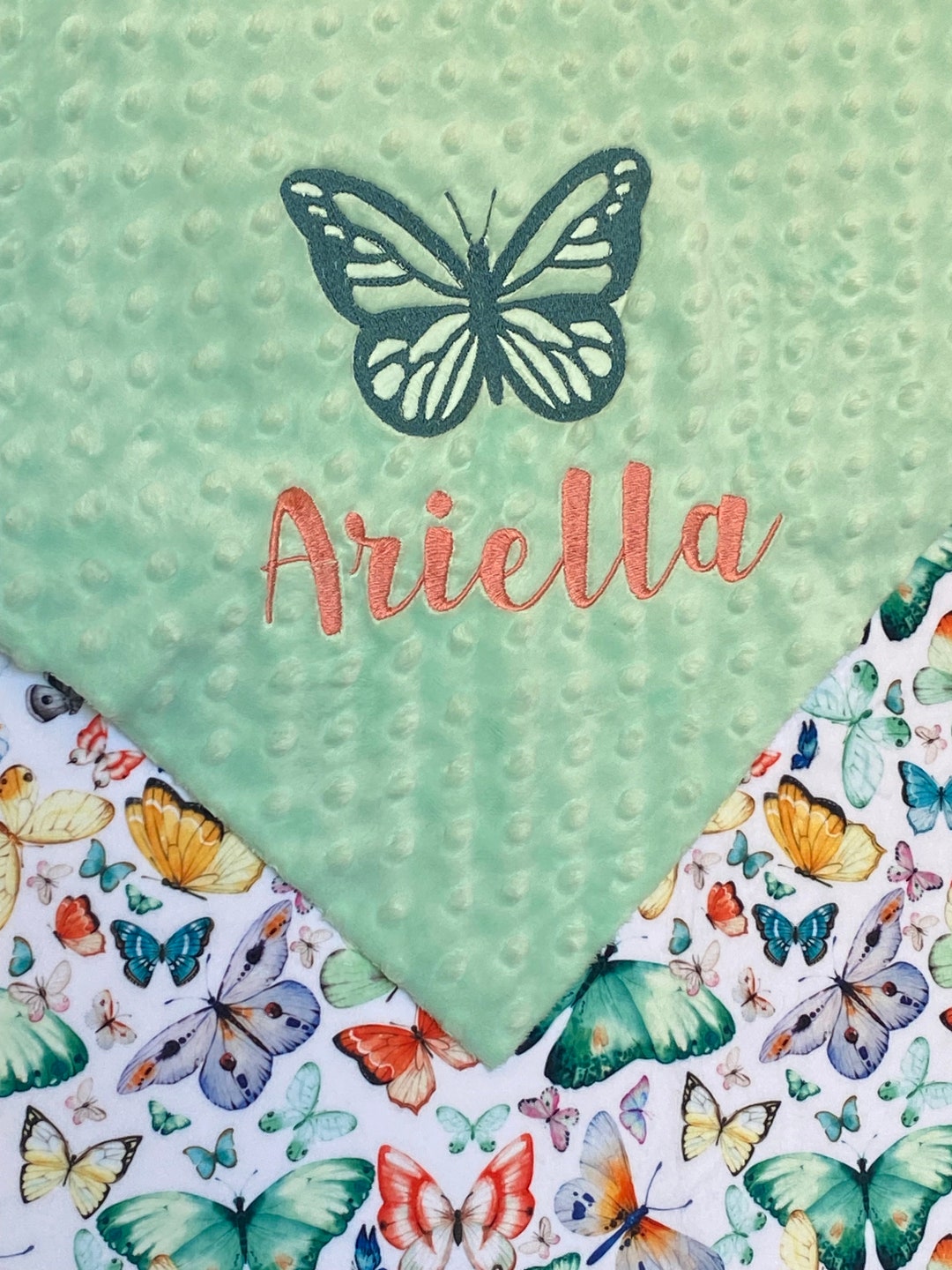 Minky Baby Girl Blanket, Personalized Baby Blanket Butterfly Blanket ...