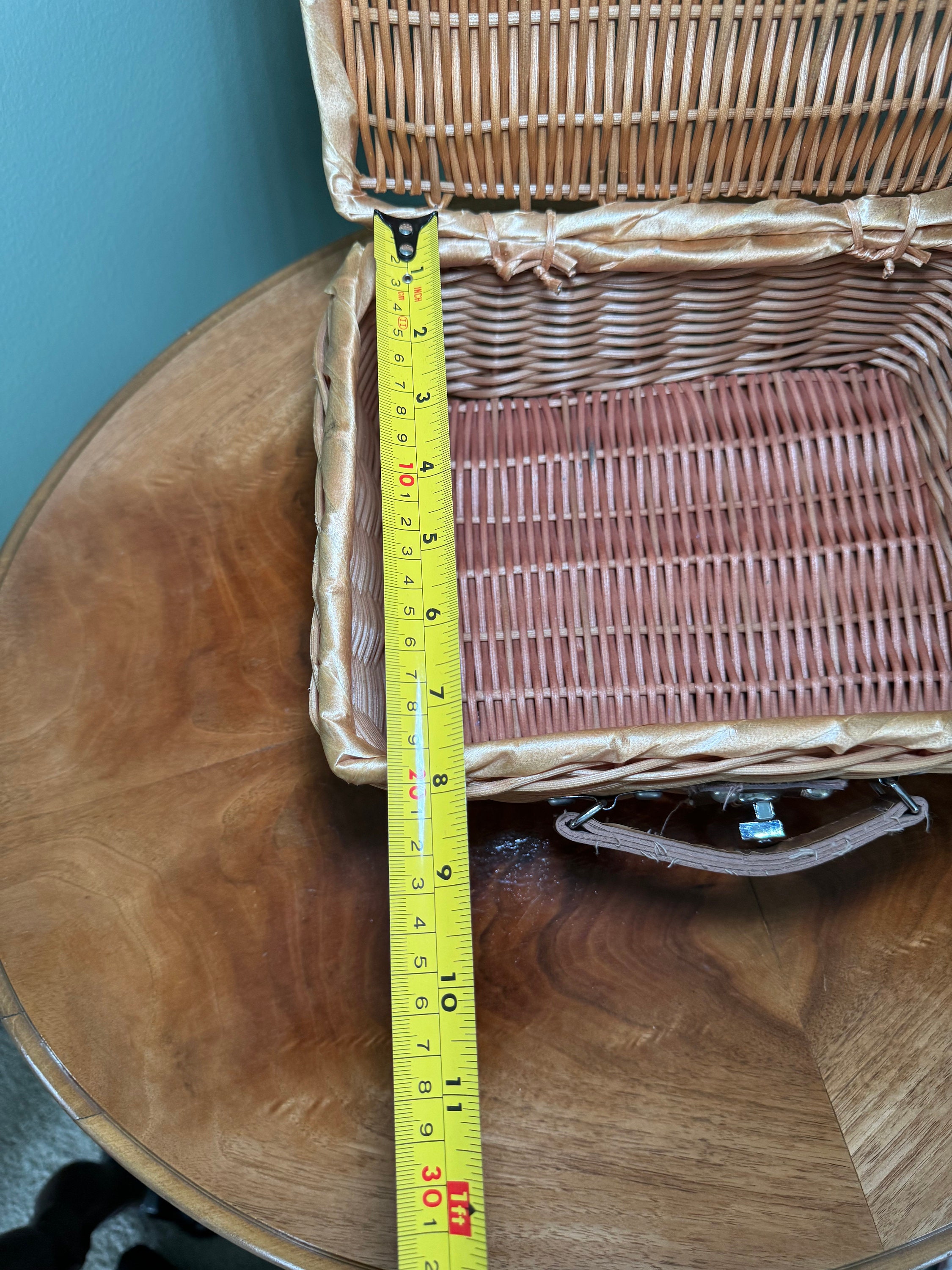 Vintage Wicker Rattan Picnic Basket Lunch Box With Leather Strap - Etsy