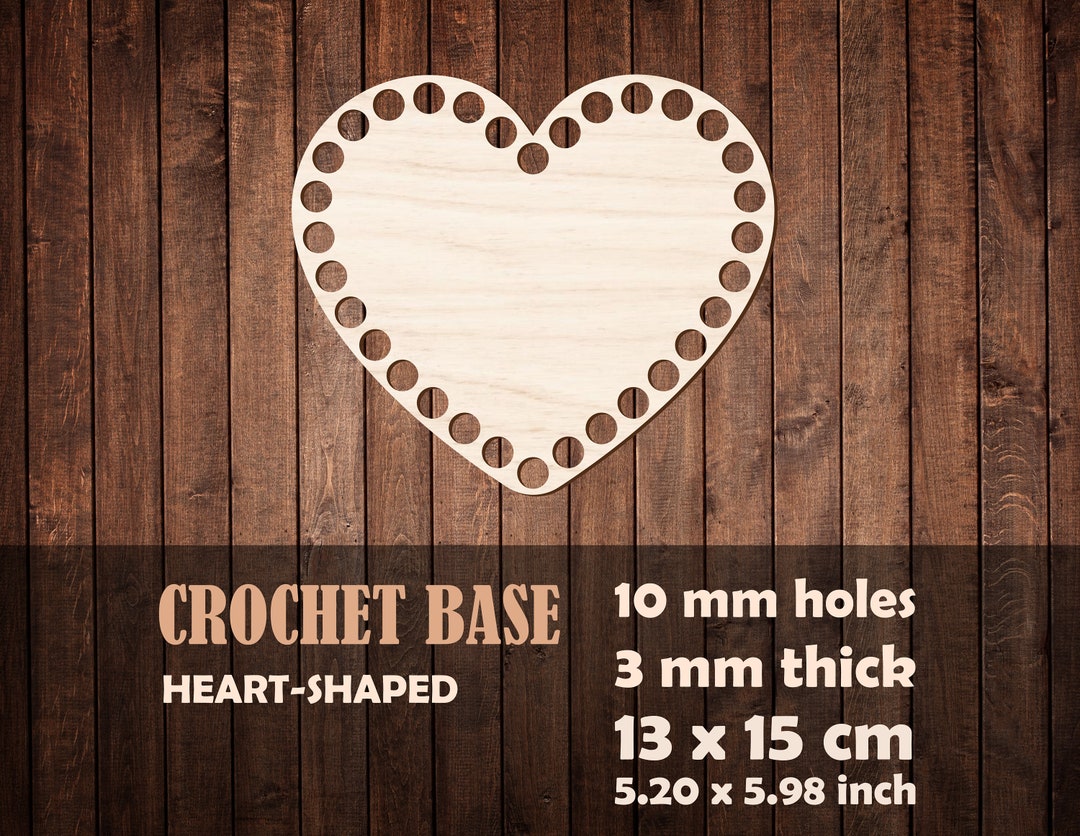 Crochet Basket Base, 13x15cm, Plywood Base, HEART-SHAPED, Crocheting ...