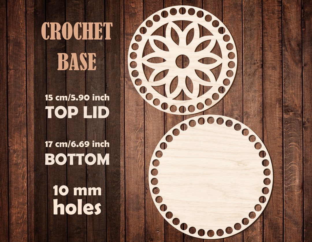 Crochet Base, 15cm Top Lid 17cm Bottom, FLOWER / PLANT Pattern Base ...
