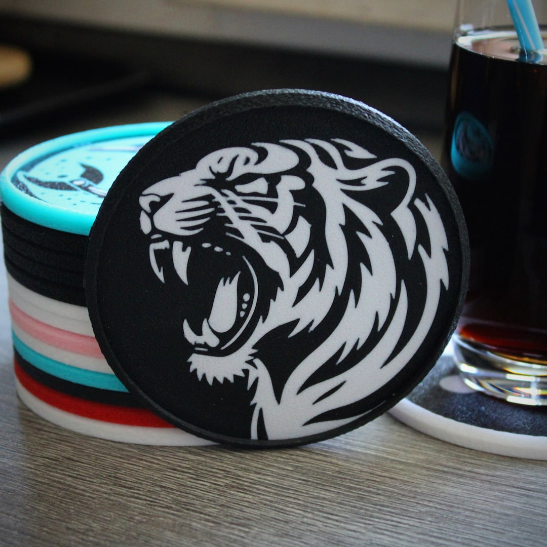 White Tiger Coaster for Drinks, Stackable, Animal Design, Different ...
