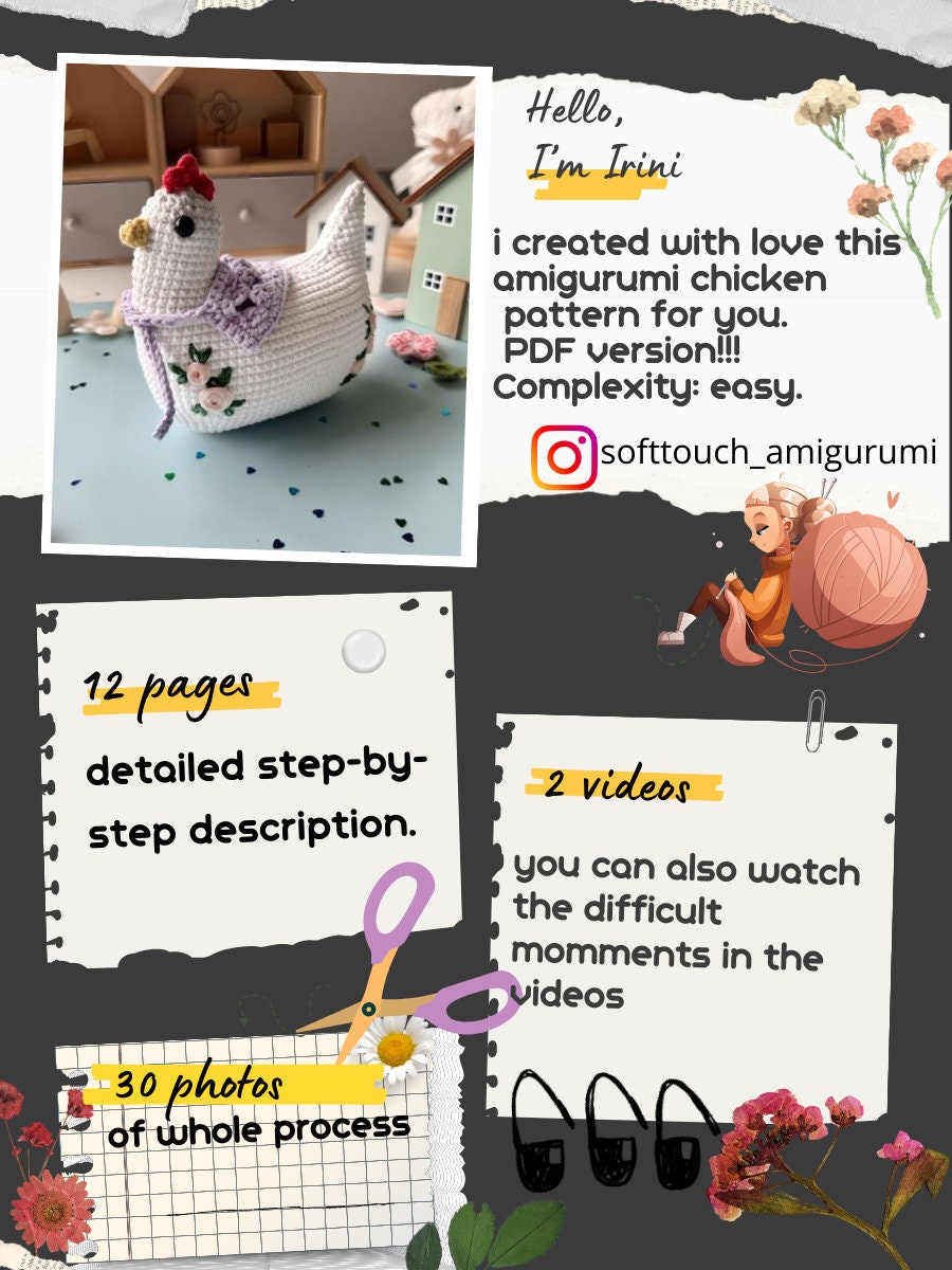 Crochet Chicken Pattern, Amigurumi Chicken Pattern, Easter Crochet, NO ...