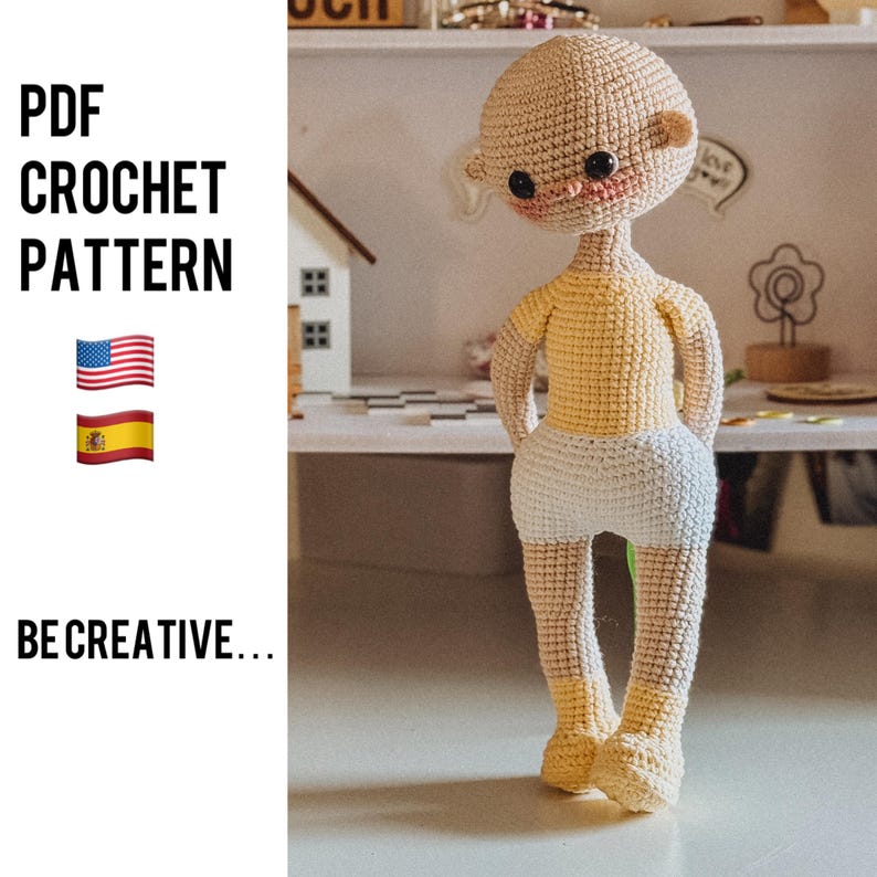 Crochet Doll Base Pattern, Amigurumi Doll Pdf in ENG and ESP - Etsy