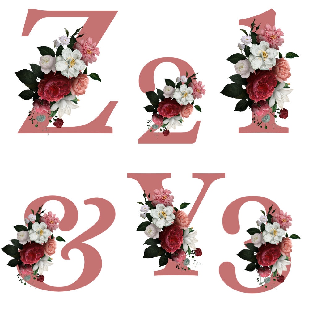 Alphabet Svg Number Svg Watercolor Flower Bouquet Floral - Etsy UK