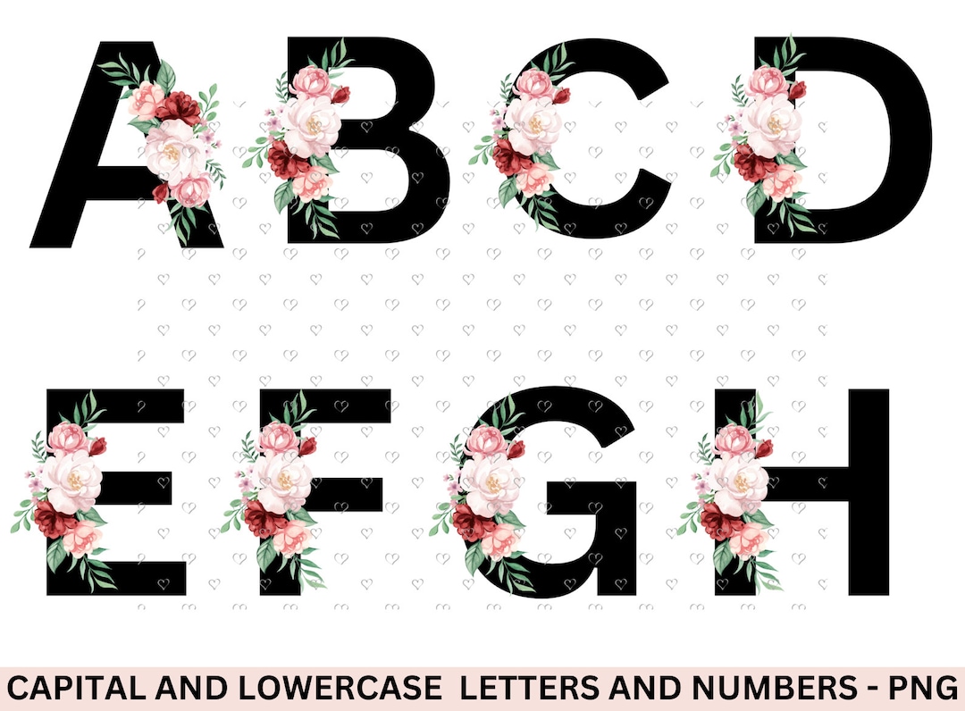 Watercolor Floral Alphabet Capital Letters Floral Alphabet - Etsy