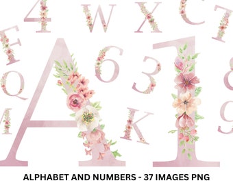 Watercolor Floral Alphabet Clipart - Etsy