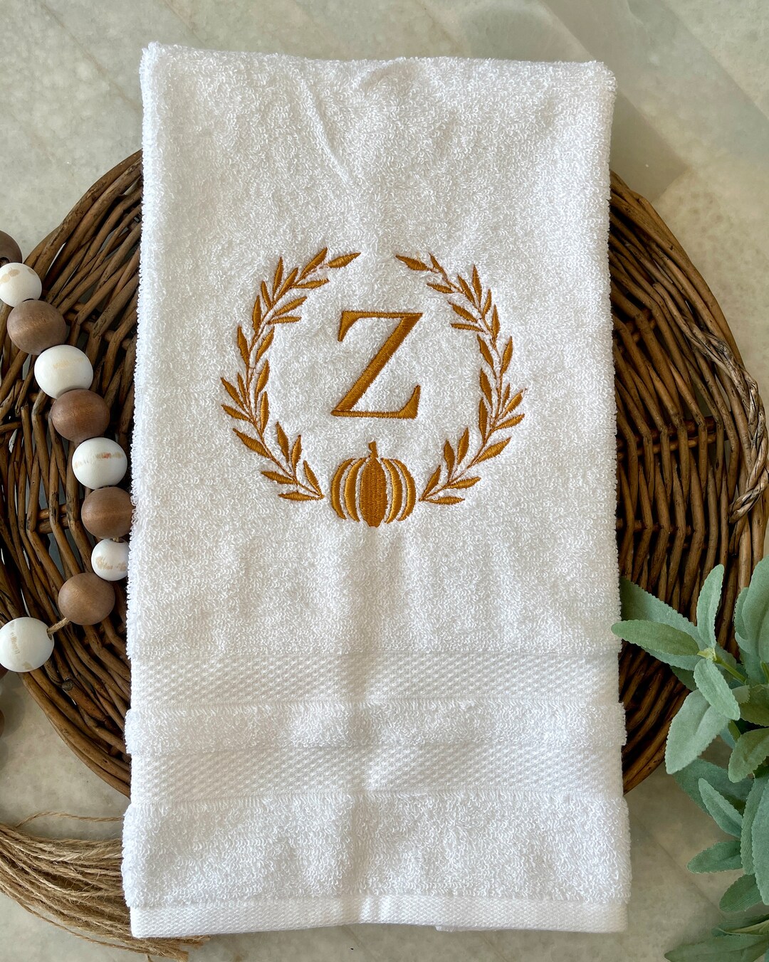 Fall Pumpkin Monogrammed Hand Towel, Harvest Bath Hand Towels, Wedding ...