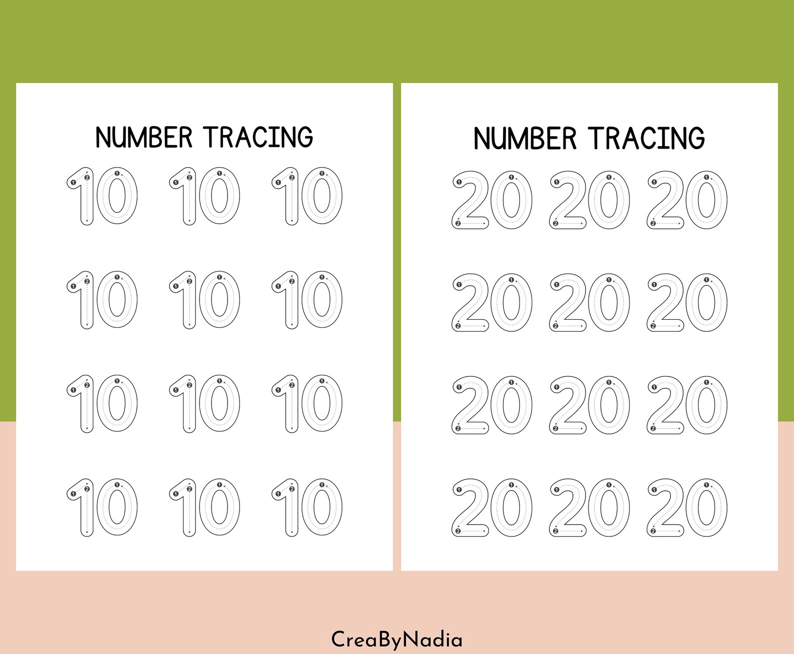 Printable Number Tracing Worksheets, Trace 1-20, Preschool Number ...