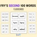 100 Printable Fry's Second Hundred Sight Word Flashcards, Kindergarten ...