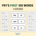 100 Printable Fry's First Hundred Sight Word Flashcards, Kindergarten ...
