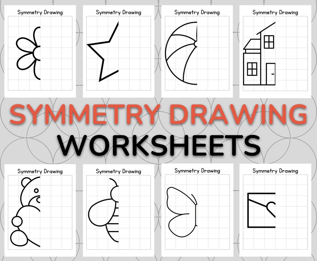 50 Symmetry Drawing Worksheets Printable Activity Sheets for - Etsy