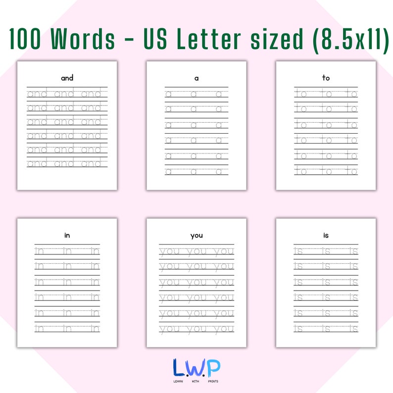 Printable Trace Fry's First Hundred Sight Words Worksheets ...