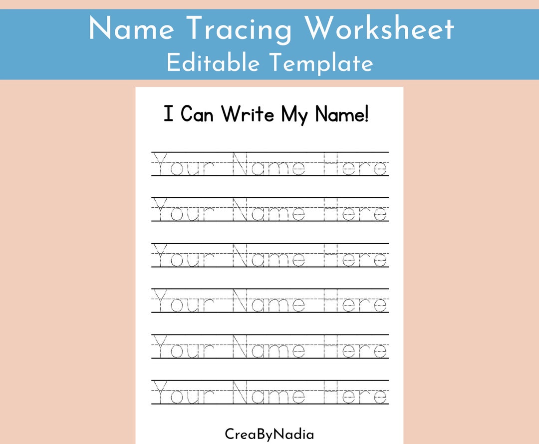 Printable Name Tracing Worksheets, Custom Handwriting Practice ...