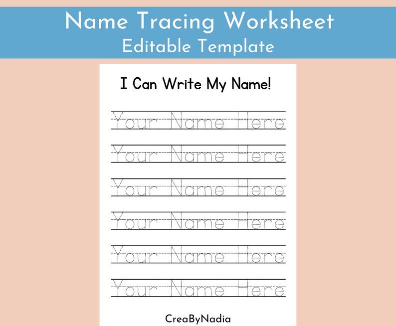 Printable Name Tracing Worksheets, Custom Handwriting Practice ...