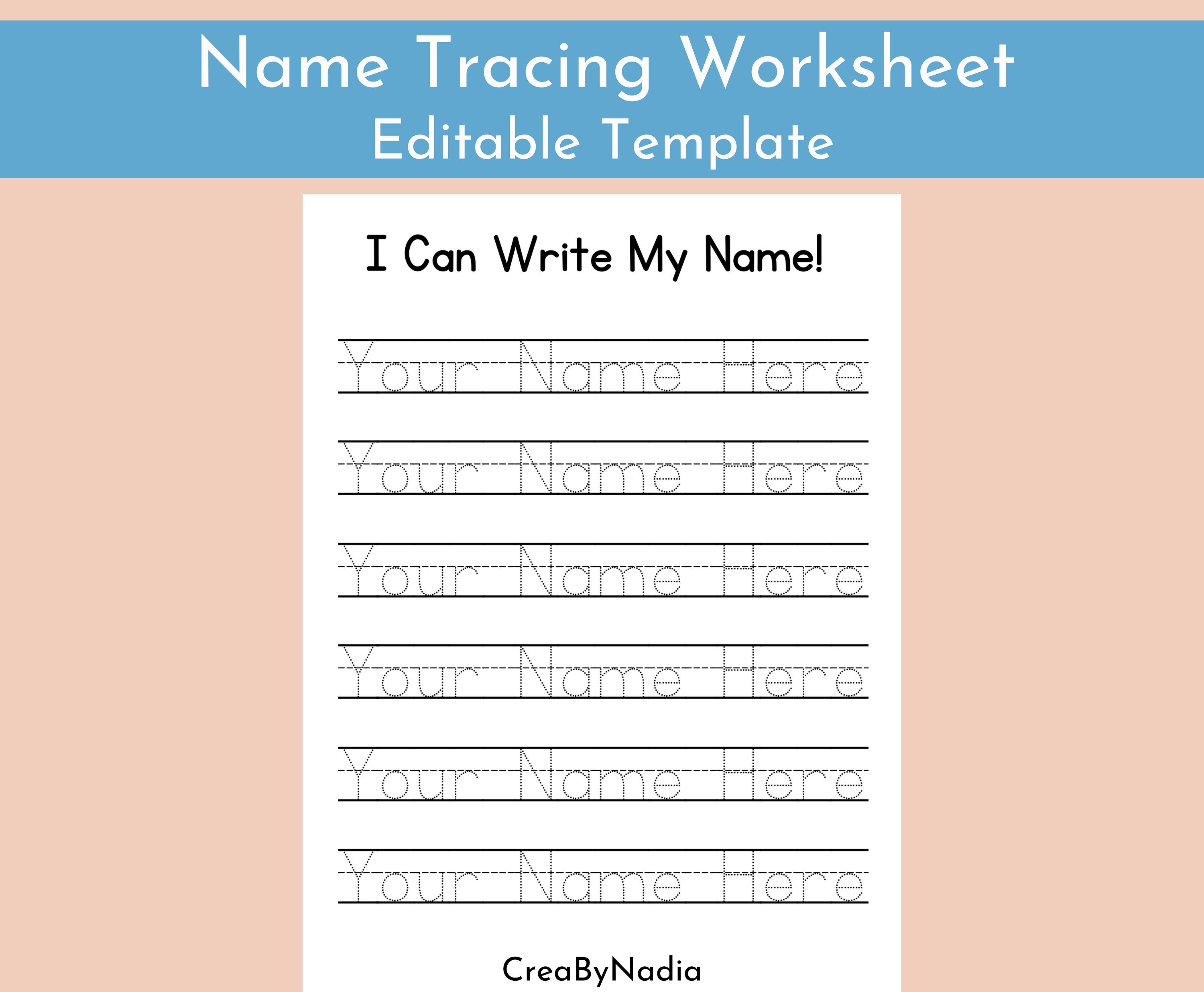 Printable Name Tracing Worksheets, Custom Handwriting Practice ...