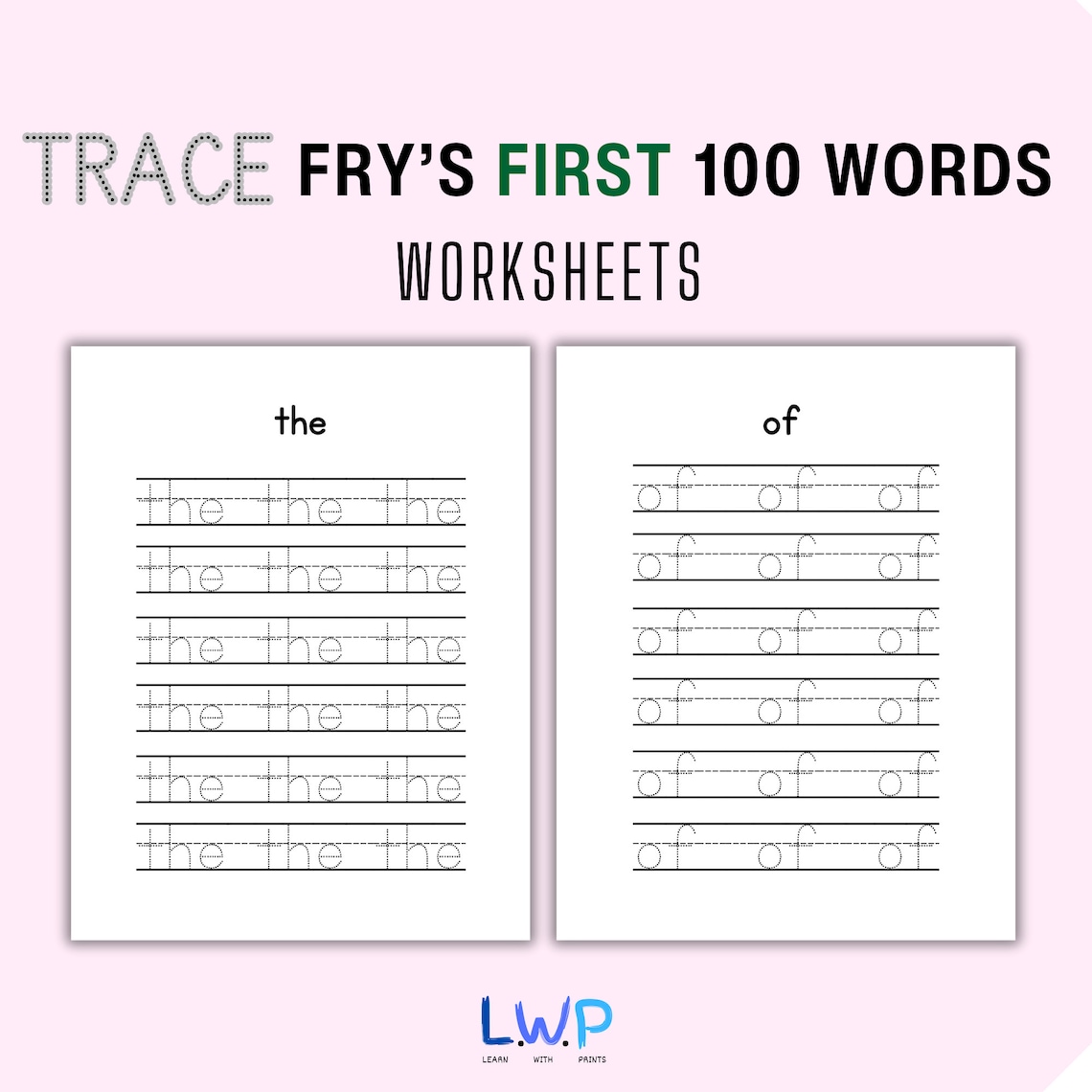 Printable Trace Fry's First Hundred Sight Words Worksheets ...