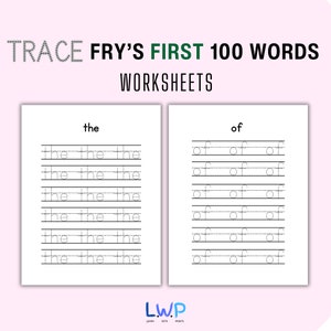 Printable Trace Fry's First Hundred Sight Words Worksheets ...