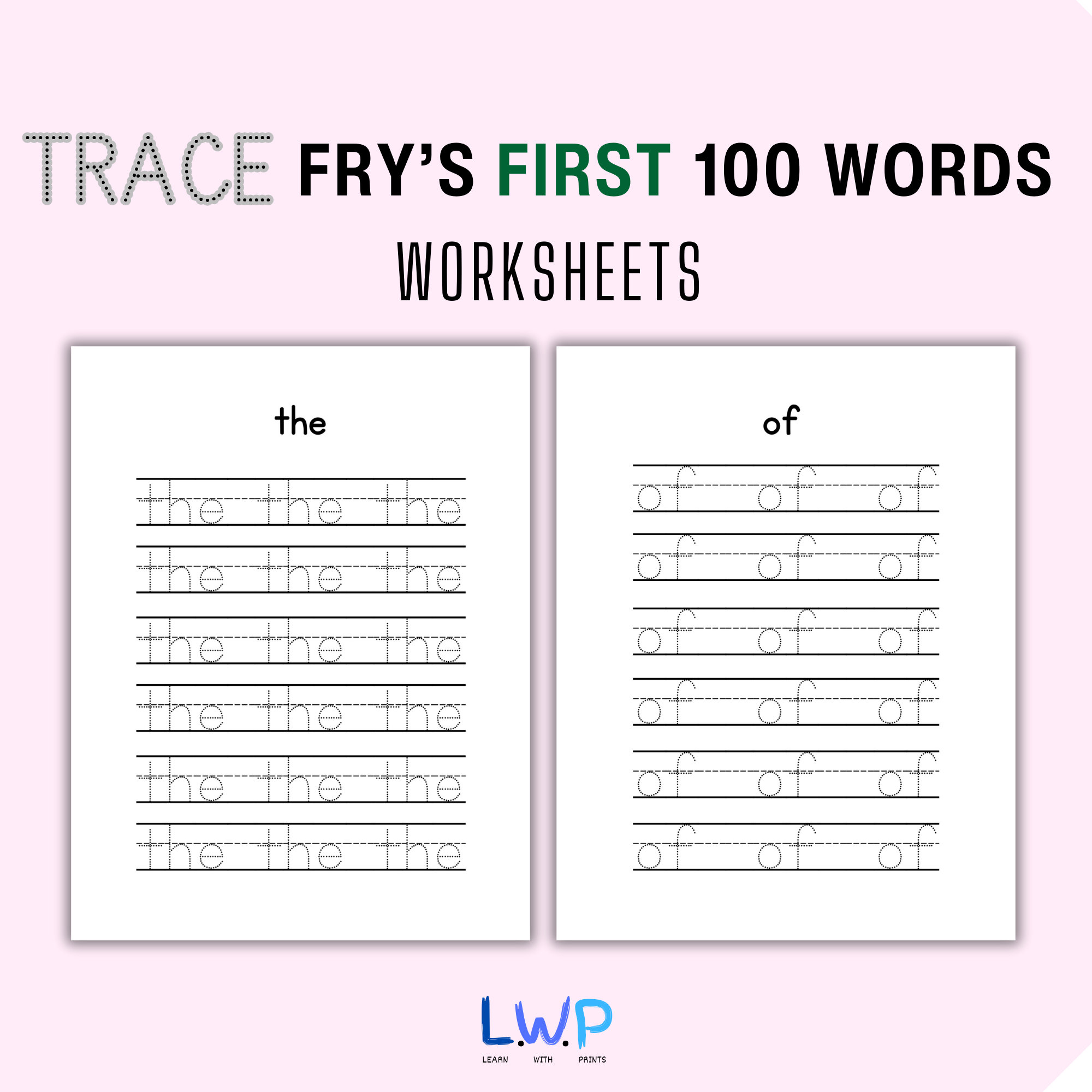 Printable Trace Fry's First Hundred Sight Words Worksheets ...