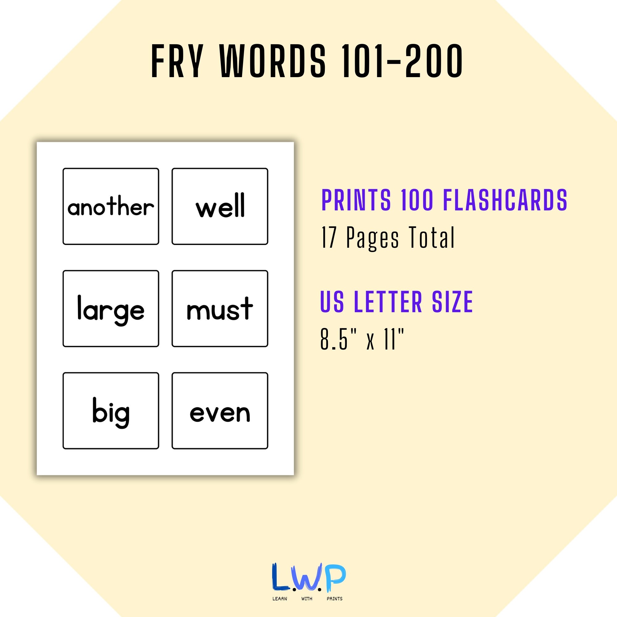 100 Printable Fry's Second Hundred Sight Word Flashcards, Kindergarten ...