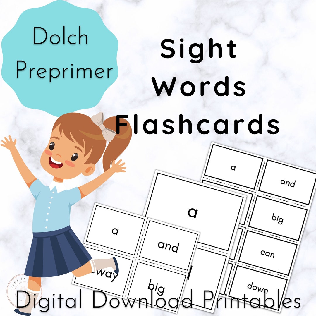 Dolch Sight Words Flashcards, Dolch Preprimer, Educational Printables ...
