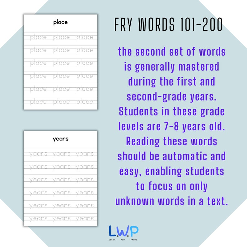 Printable Trace Fry's Second Hundred Sight Words Worksheets ...