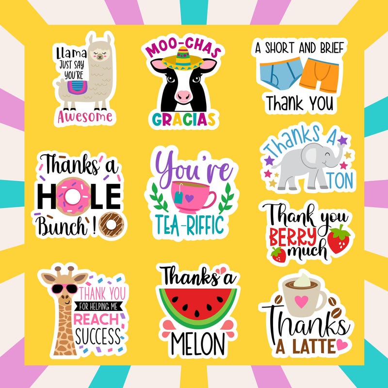 Cute Thank You Stickers - Etsy