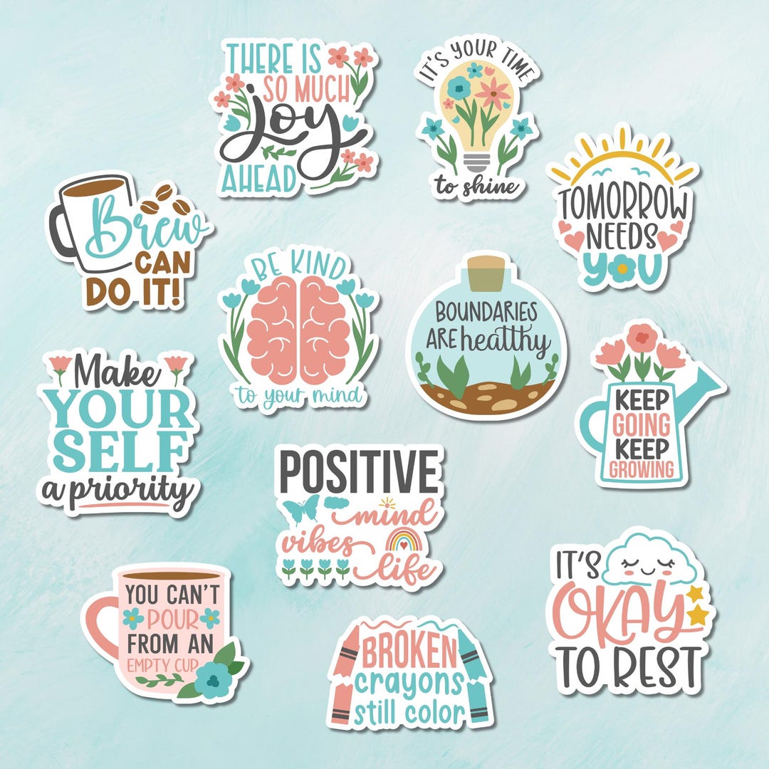 Mental Health Stickers Bundle | Motivational Waterproof Vinyl Stickers ...