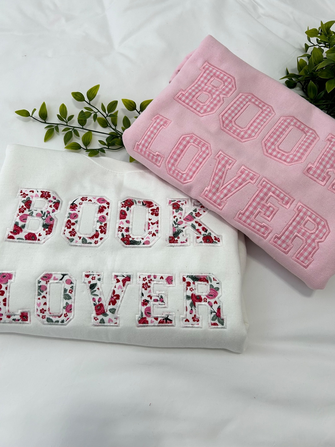 Floral Heart Fabric Embroidered Book Lover Sweatshirt, Valentine’s Day ...