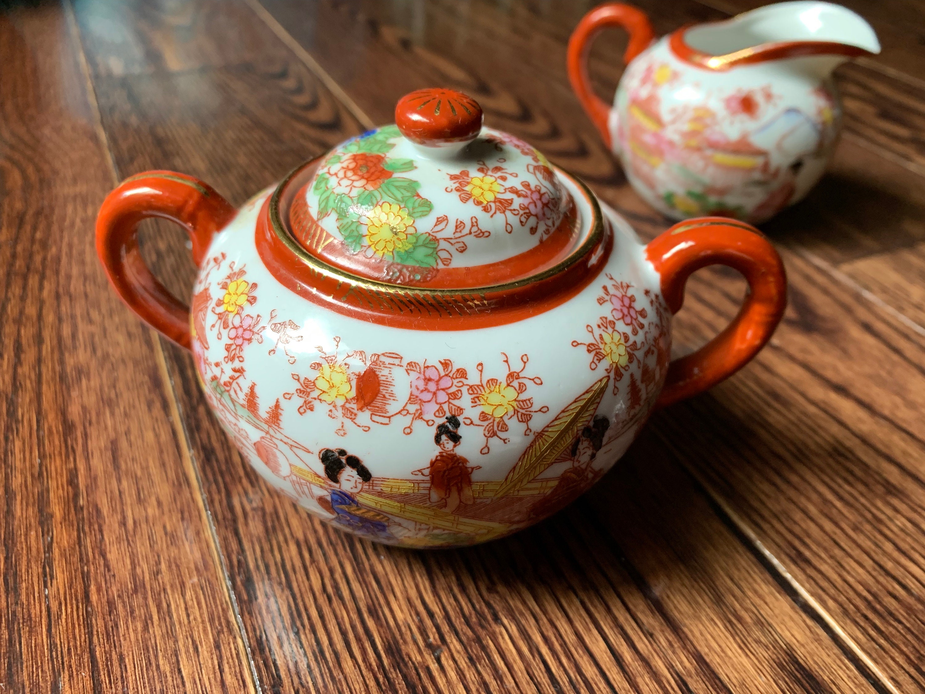 Vintage Japanese Porcelain Tea Set Plates, Tea Pot, Sugar Bowl, Teacups ...