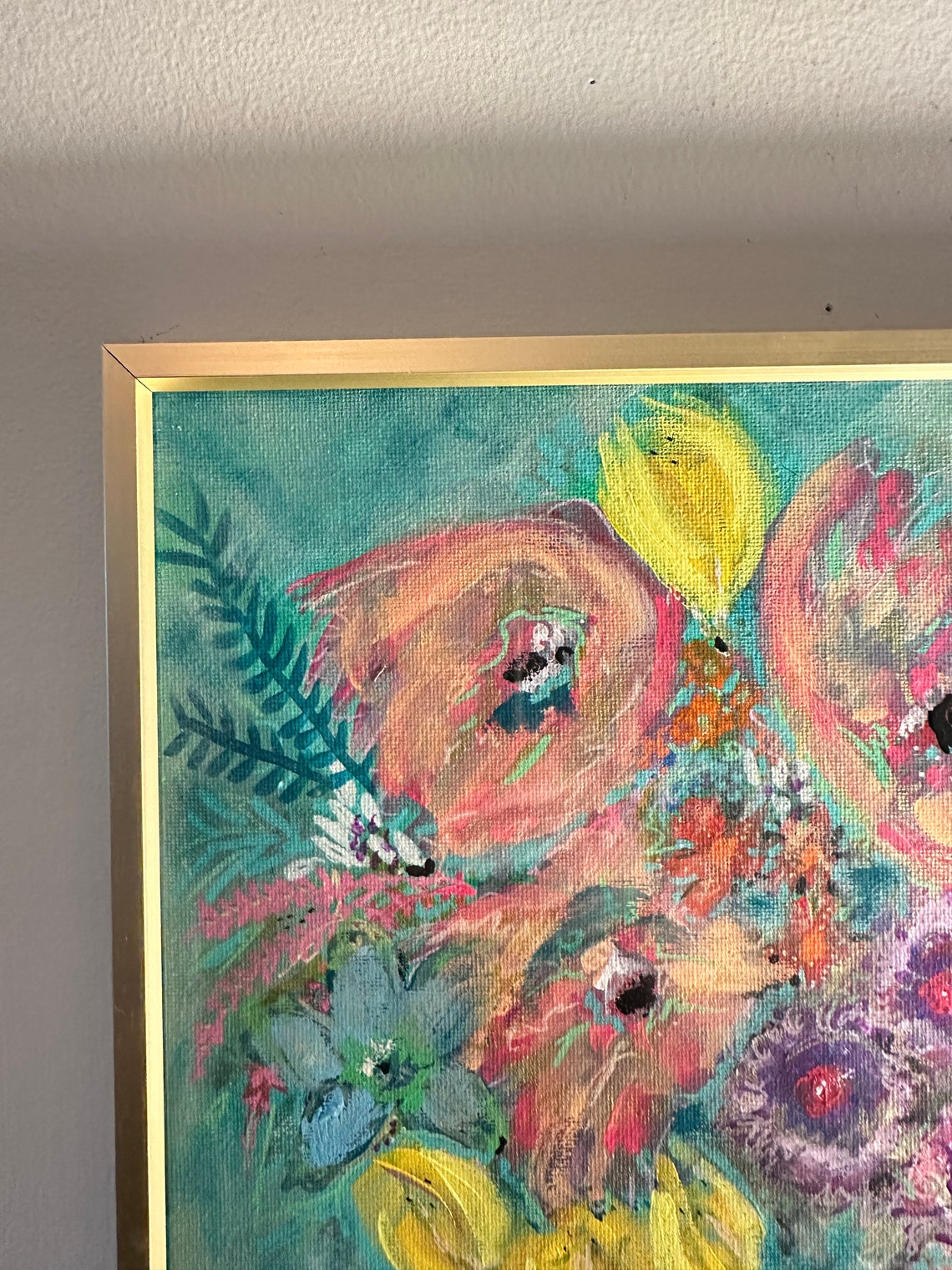 Original Floral Acrylic Painting on Canvas - Vibrant Pink Puple With ...