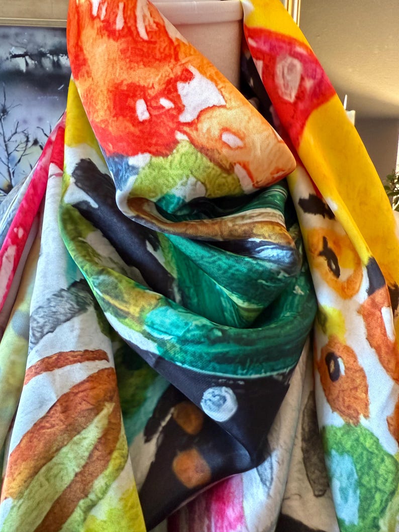 Ladies Fashion Scarf Floral Pastel - Original Art, Silk, Lightweight ...