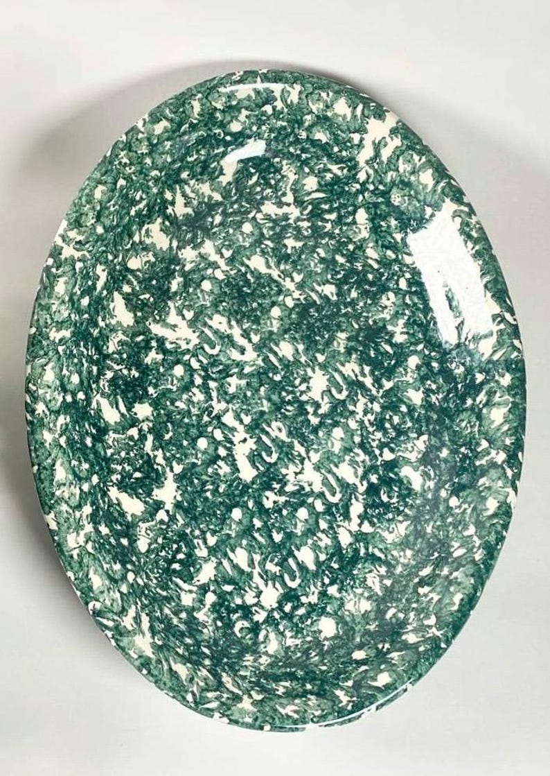 Vintage Italian Ceramic Serving Platter Hand-painted Large Green Plate ...