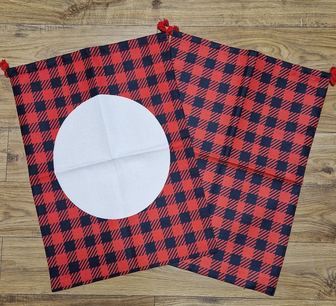 BULK Large Christmas Sublimation Buffalo Plaid Draw String Santa Bag ...