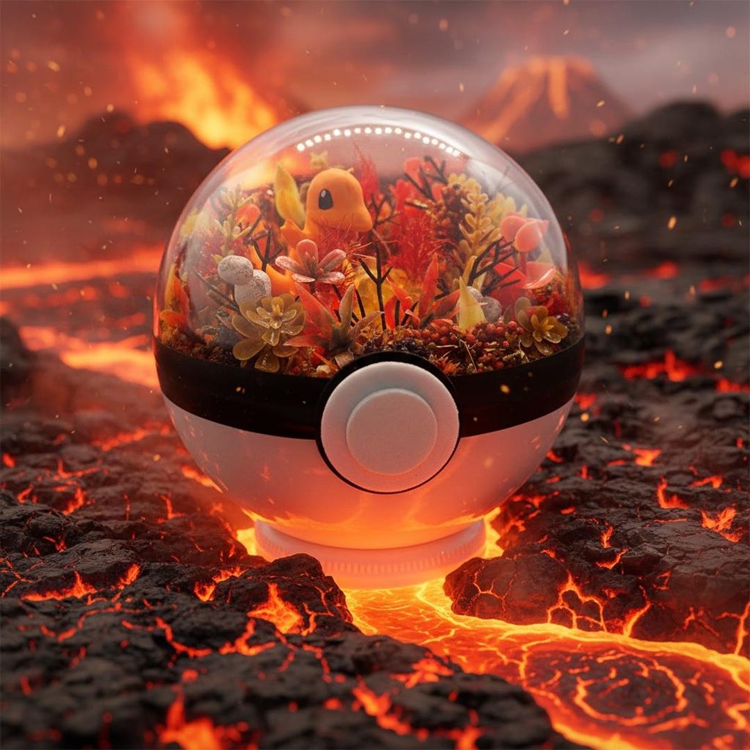 Charmander Pokémon Terrarium Light up Size Large , Pokémon Gift ...