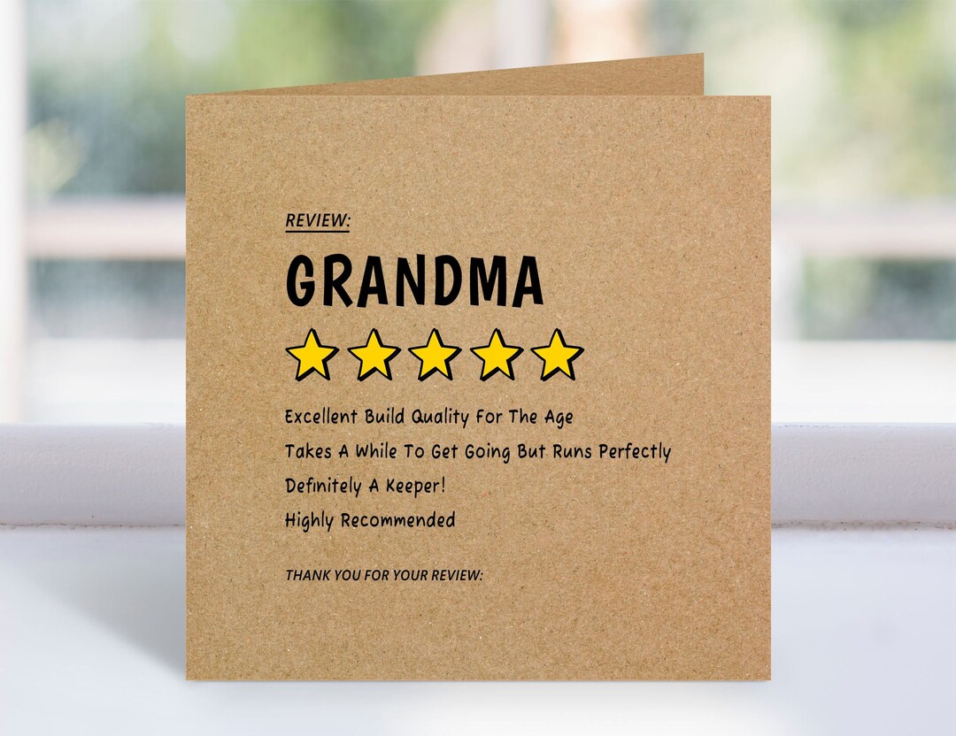 Funny Grandma Birthday Card, Cheeky Five Star Review Card for Your ...