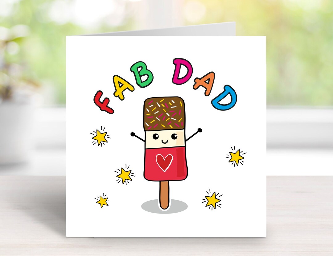 Fab Dad, Cute Fathers Day Card, Funny Fab Lolly Greeting Card, Dad ...