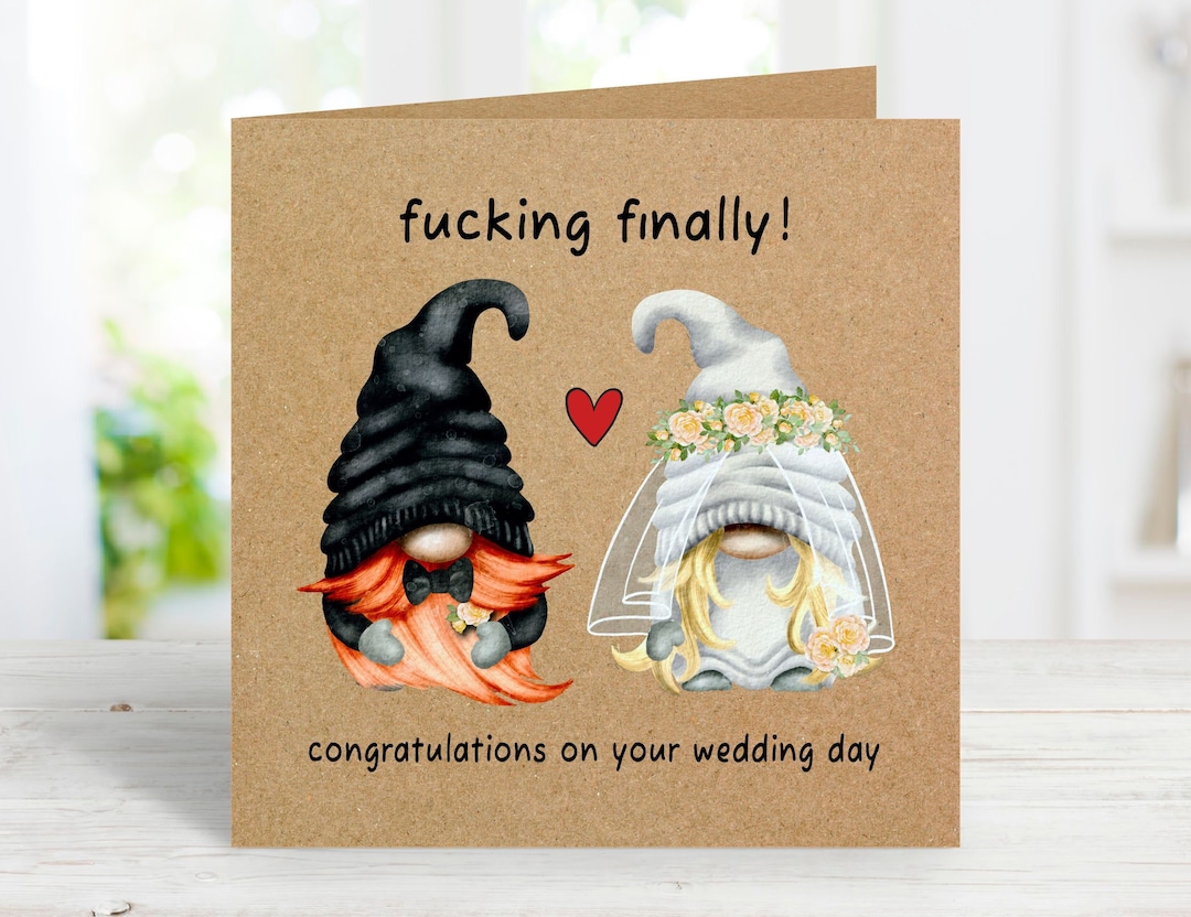Funny Wedding Card, Wedding Card, Cute Gnome Wedding Card, Rude Wedding ...
