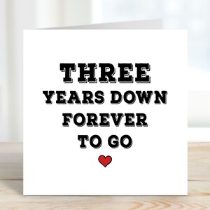 3rd Anniversary Card, Three Years Anniversary Card, 3 Years Married ...