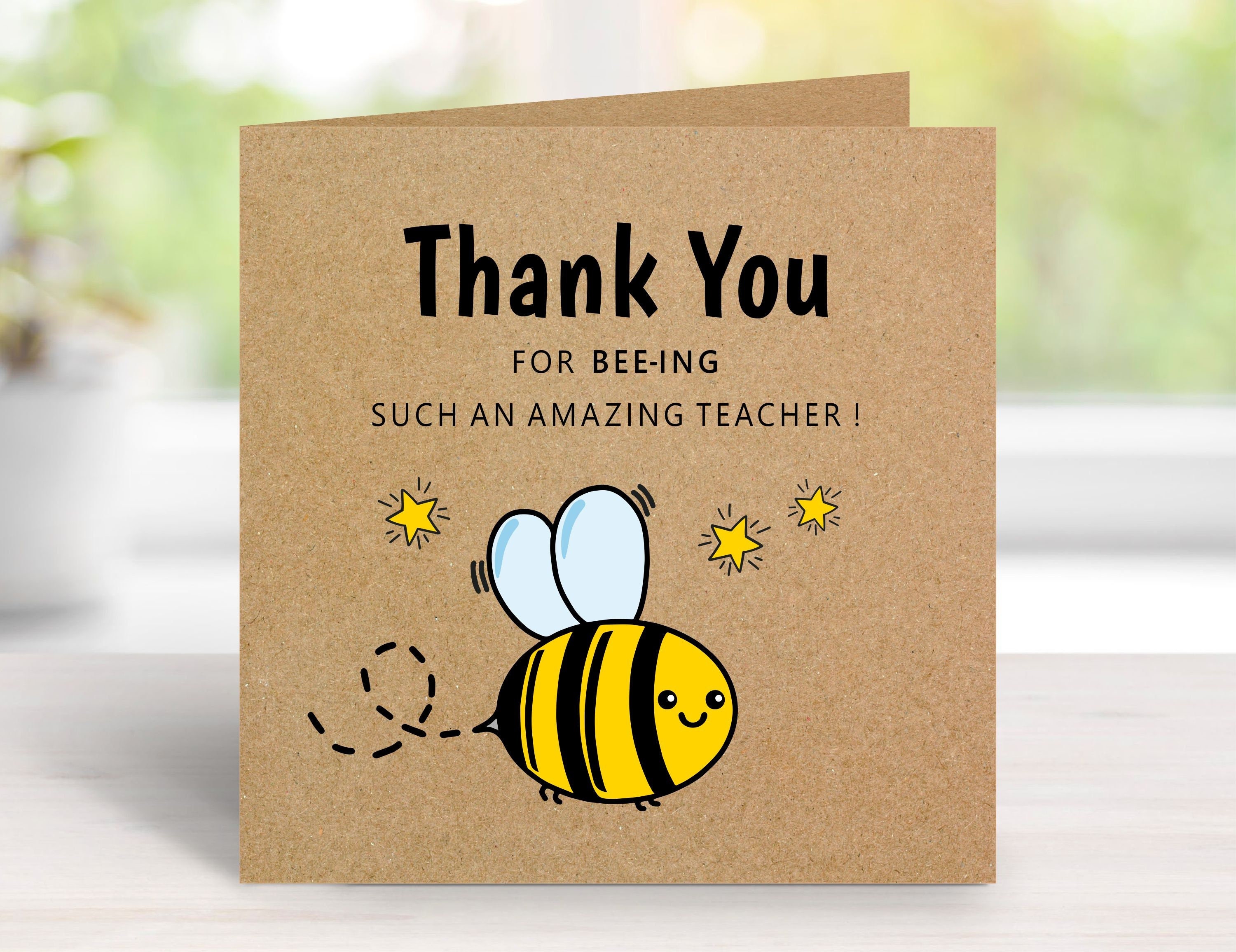 Teacher Thank You Card, Cute Bumble Bee Thank You Card for Your Teacher ...