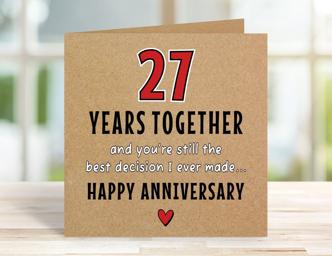 27 Year Anniversary Card 27th Anniversary Card 27th Wedding - Etsy