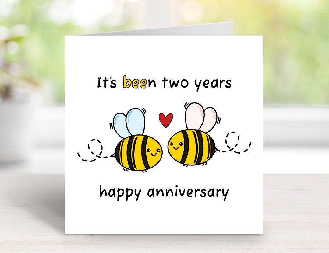 2 Year Anniversary Card, Cute 2nd Anniversary Card, Wife, Husband ...