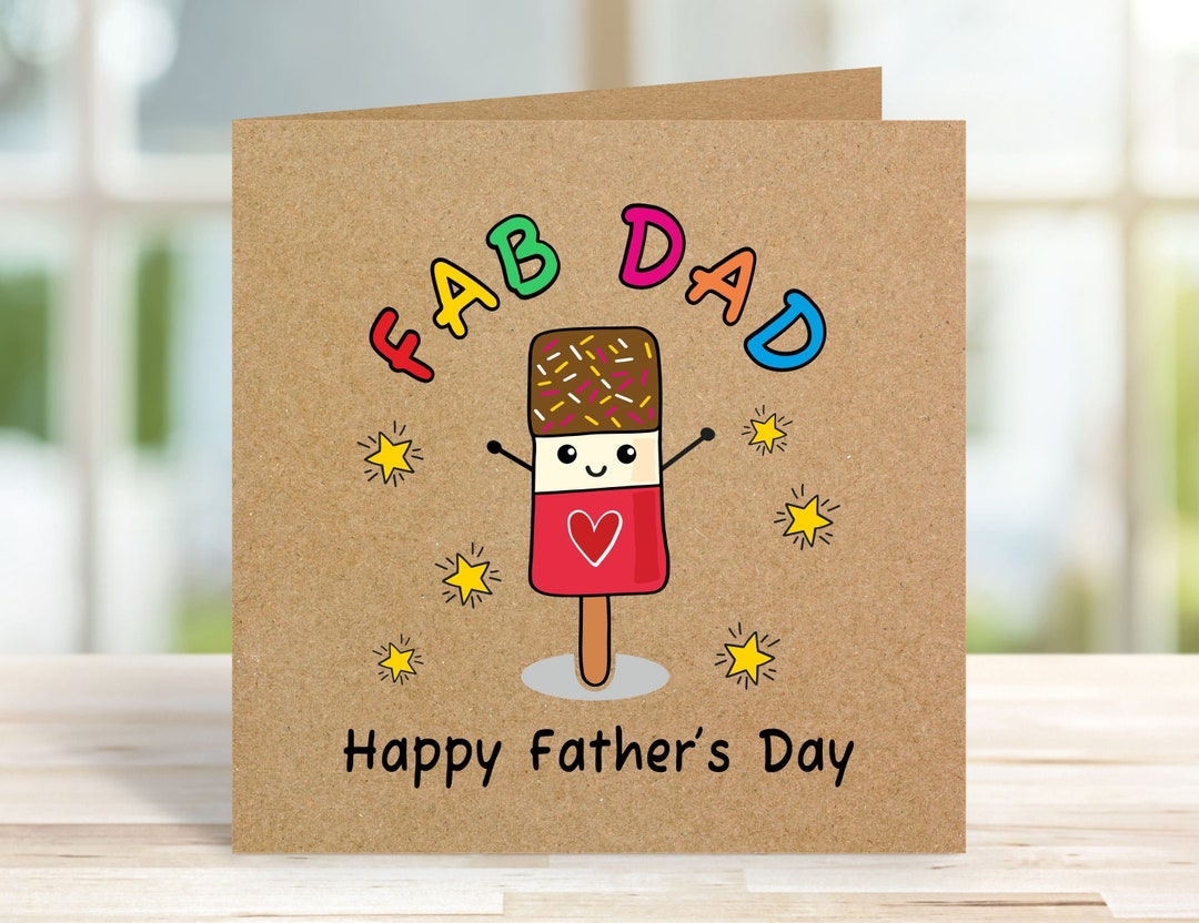 Fab Dad Happy Fathers Day Card for Him Funny Retro Fathers - Etsy