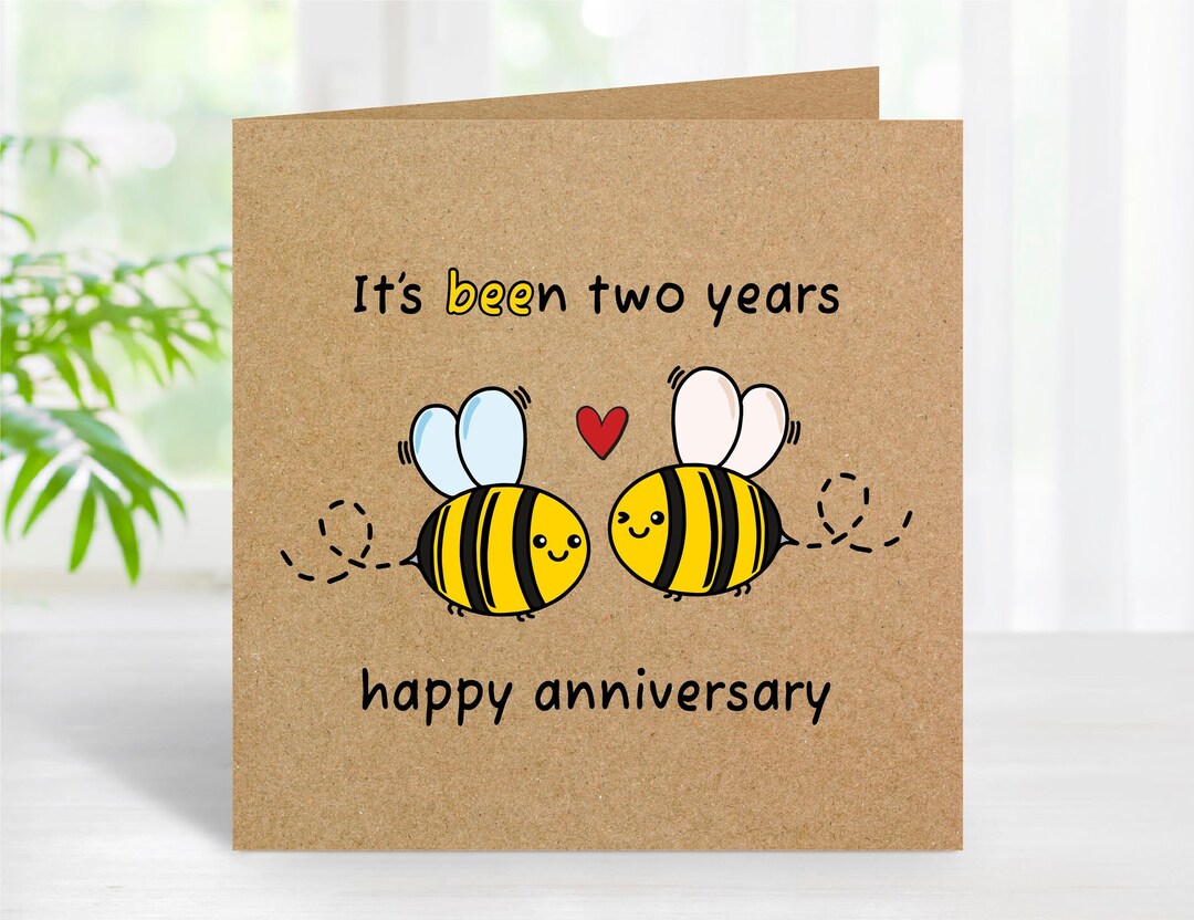 Two Year Anniversary Card, Cute 2 Year Anniversary Card, Wife, Husband ...